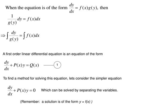 Ppt First Order Linear Differential Equations Powerpoint Presentation