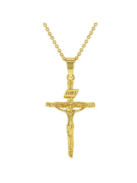 In Season Jewelry 18k Gold Plated Crucifix Jesus Christ Cross