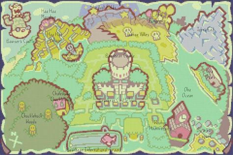 Mario Luigi Superstar Saga World Map Cross Stitch Pattern Etsy