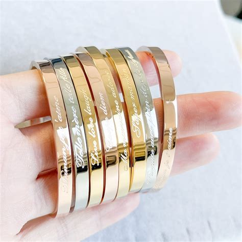 Bracelet Jonc Fin En Acier Inoxydable L Avec Message Etsy France