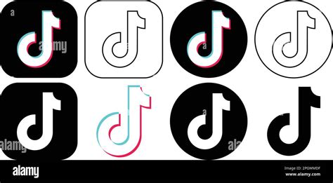 Set Of Tiktok Logo Group Of Realistic Social Media Icon Logotype Tik