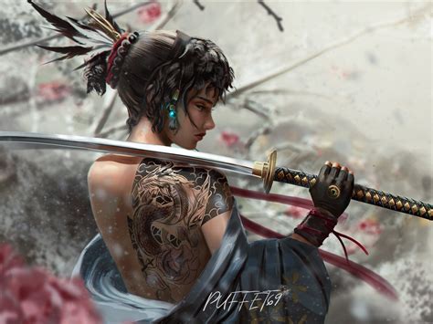 Artwork Katana Sword Fantasy Girl Hd Wallpaper Rare Gallery