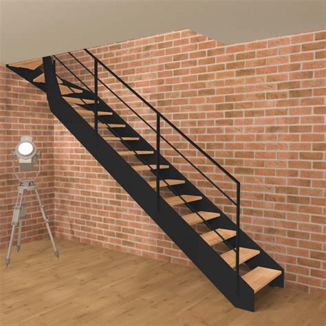 Escalier métallique Quart tournant haut à limons plats en acier et