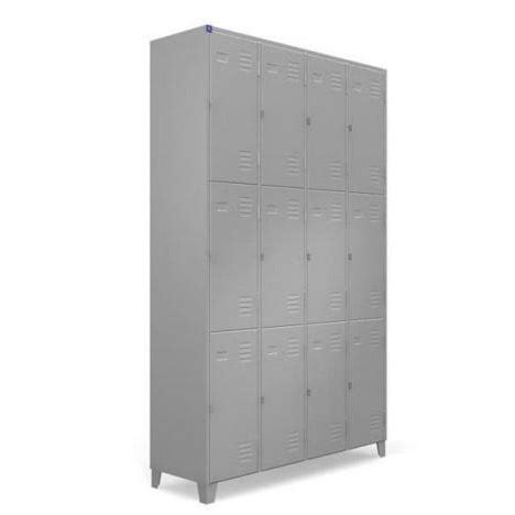 Armário Roupeiro De Aço Vestiário Academia 12 Portas Locker Cinza em