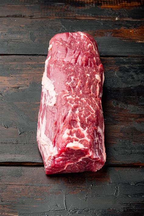 Fresh And Raw Beef Meat Whole Piece Of Tenderloin With Steaks On Old