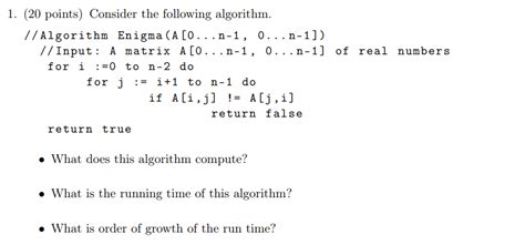solved 1 20 points consider the following algorithm