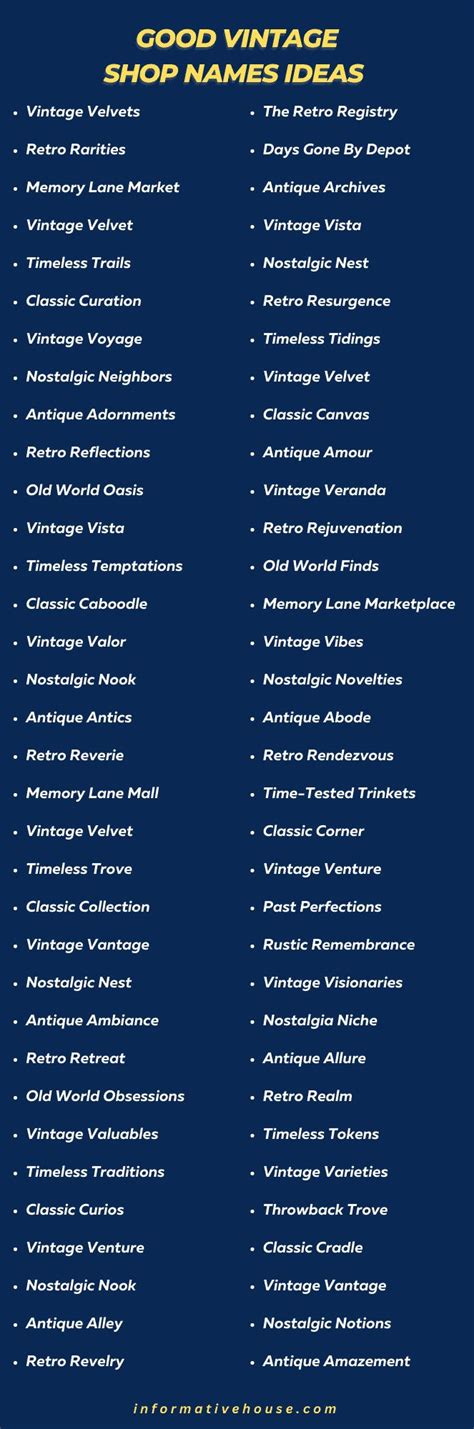 Discover Unique Vintage Shop Name Ideas For Your Business Boutique