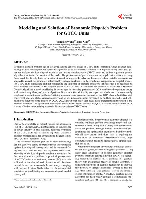 pdf modeling and solution of economic dispatch problem for gtcc units