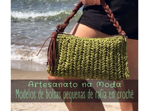 Artesanato na Moda Bolsas pequenas de ráfia em crochê De Frente Para