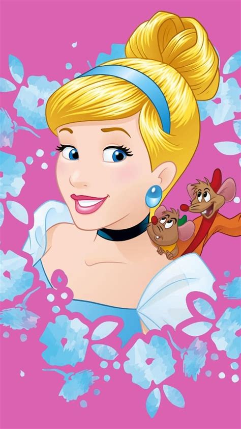 All Disney Princess Cinderella Pink Background Animated HD Phone