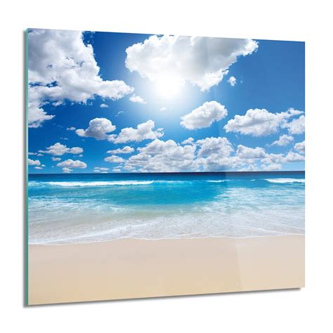 ArtprintCave Morze plaża chmury foto szklane na ścianę 60x60 cm