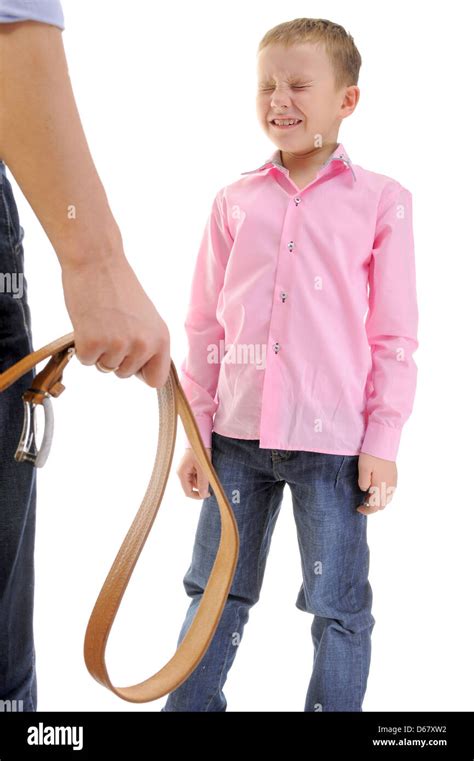 Strict Father Punishes His Son Stock Photo Alamy