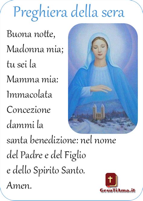Buonanotte Madonnina Mia Preghiera Per La Sera GesuTiAma It