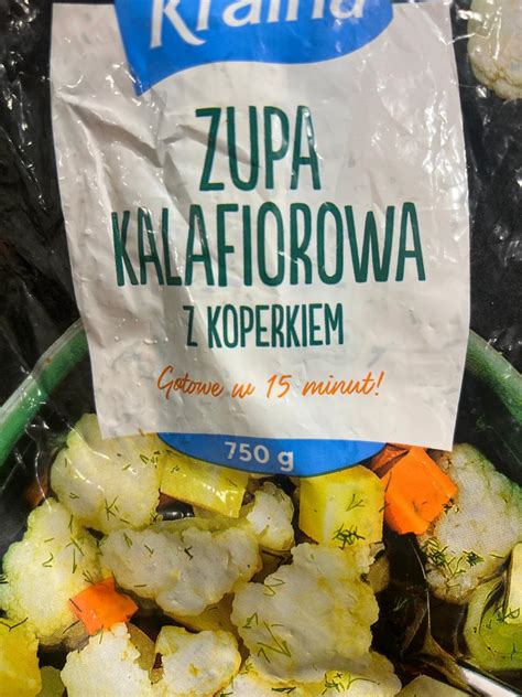 Zupa kalafiorowa z koperkiem Mroźna Kraina kalorie kJ i wartości