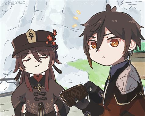 Hu Tao And Zhongli Genshin Impact Drawn By Xinzoruo Danbooru