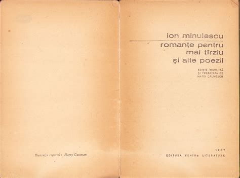 Romanțe pentru mai târziu și alte poezii de Ion Minulescu 1967