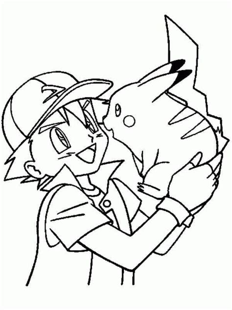 Dibujos De Ash Ketchum Y Pikachu Imprimible Gratis Para Colorear Para