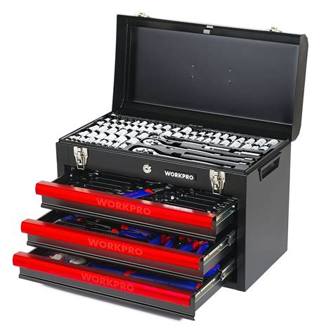WORKPRO W009044A 408 Piece Mechanics Tool Set With 3 Drawer Heavy Duty