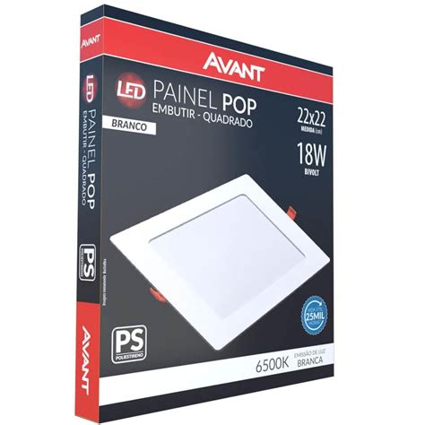 Plafon Painel De Led Avant Pop W Branco K L Mens Quadrado De