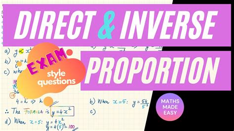 direct and inverse proportion maths revision exam style gcse igcse ib maths edexcel ocr