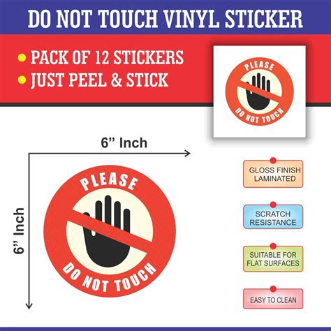 Do Not Touch Sticker Pack Of 12 6 Large Round Laminated Vinyl