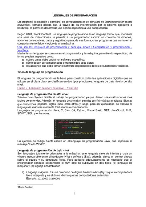 Lenguajes De Programaci N Lenguajes De Programacin Un Programa