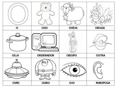 Laminas Con Dibujos Para Aprender Palabras Y Colorear Con Letra O 4