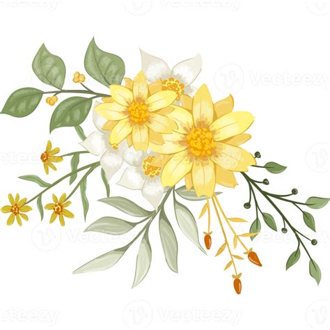 Yellow Flower Arrangement With Watercolor Style 15737667 PNG
