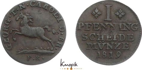 Braunschweig Wolfenbüttel Cu Pfennig 1819 FR Karl 1815 1830 sehr schön