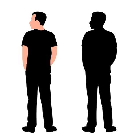 Vector Sobre Un Fondo Blanco Silueta Negra De Un Hombre Vector Premium