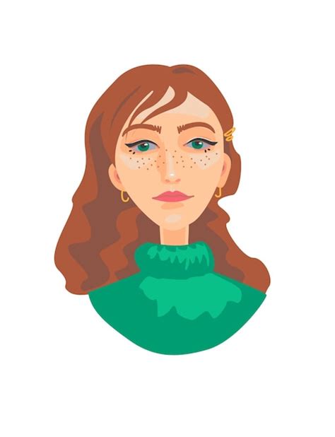 Ilustração vetorial a personagem é uma garota ruiva olhos verdes e