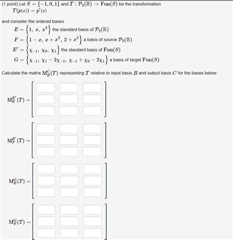solved 1 point let s { 1 0 1} and t p2 r fun s be