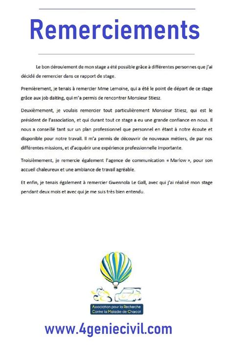 Remerciement Rapport De Stage Remerciement Rapport De Stage Cours