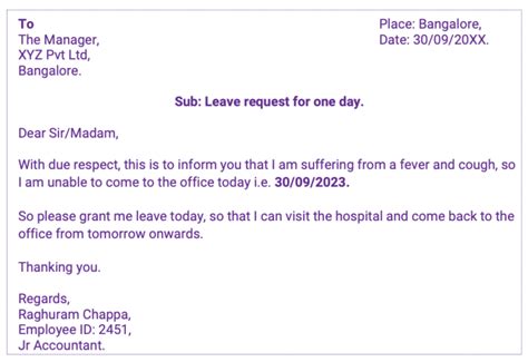 Sample Leave Applications For Office For Personal Reasons