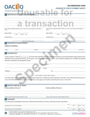Fillable Online Consent To Check Payment Habits Oaciq Fax Email Print