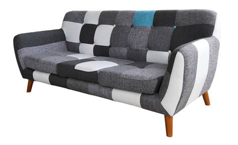 Canapé patchwork 3 places tissu multicolore Ambee 2 LesTendances fr
