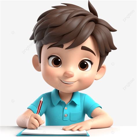 Niño De Dibujos Animados En 3d Haciendo Trabajo PNG dibujos 3d Lindo