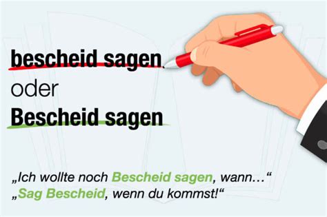 Bescheid geben Groß oder klein Synonym Beispiele