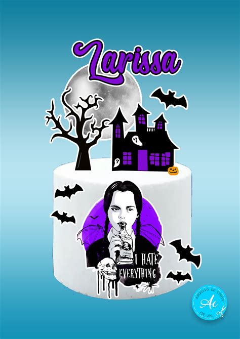 Topo De Bolo Wandinha Fam Lia Addams Arquivo De Corte