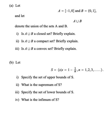 solved a let a 1 0] and b 0 1] and let aub denote