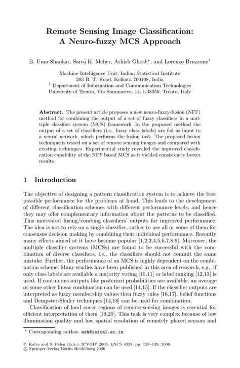 pdf remote sensing image classification a neuro fuzzy mcs approach