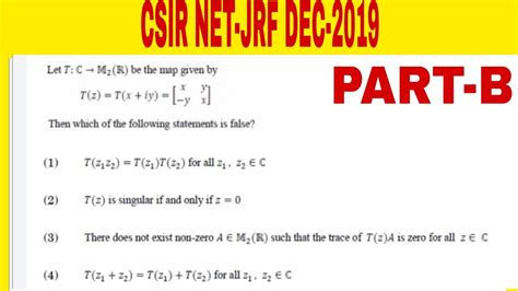 csir net jrf dec2019 linear algebra part b youtube