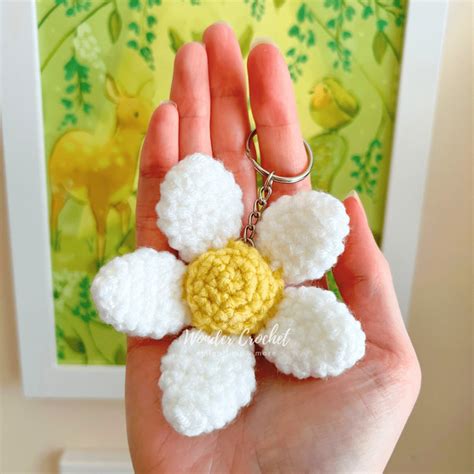 Easy No Sew Flower Keychain Crochet Pattern Wonder Crochet
