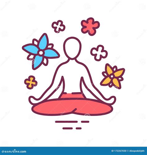 Icono De La Línea De Color De La Pose Del Yoga Asana Postura Corporal