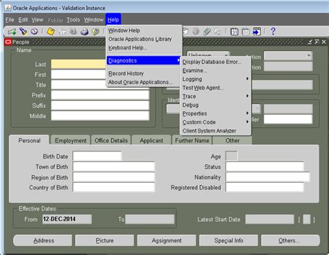 Oracle Hrms World Help Diagnostics Examine