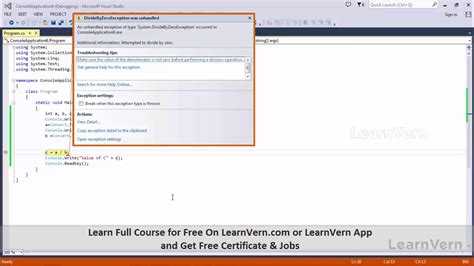 exception handling in c with programming examples youtube