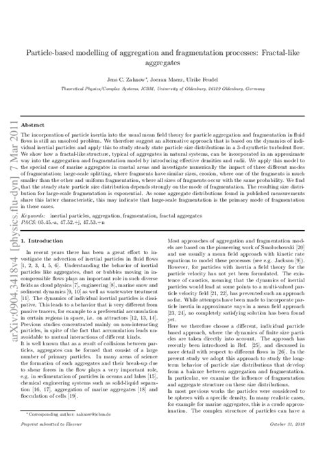 pdf particle based modeling of aggregation and fragmentation processes fractal like