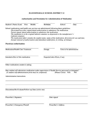 Fillable Online Medication Authorization Form 9 14 Fax Email Print