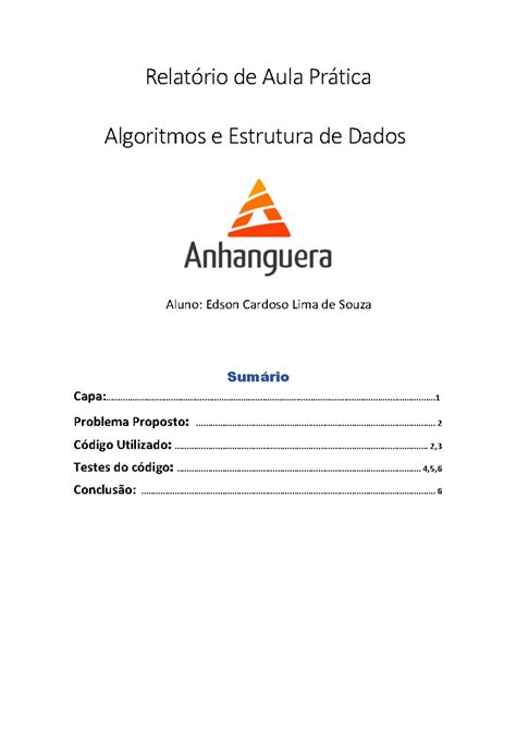 Relatório de Aula Prática Algoritmos e Estrutura de Dados Relatório
