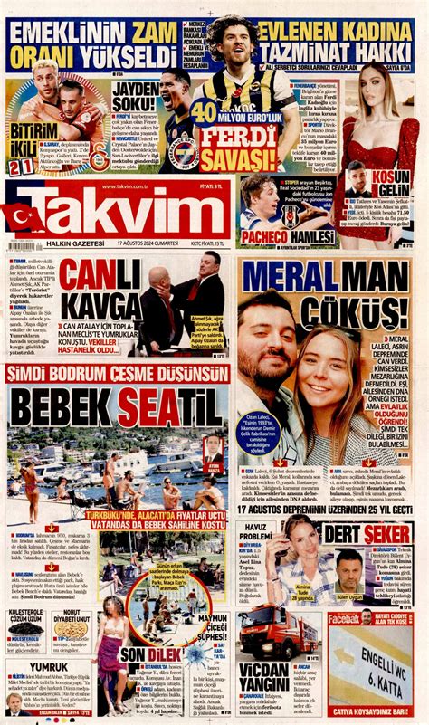 Takvim Gazetesi Takvim Manşet Oku Haberler 17 Ağustos 2024